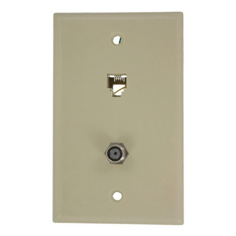 Leviton 40259-I Plastic 2-Port Standard Telephone/Video Wall Jack Ivory ...